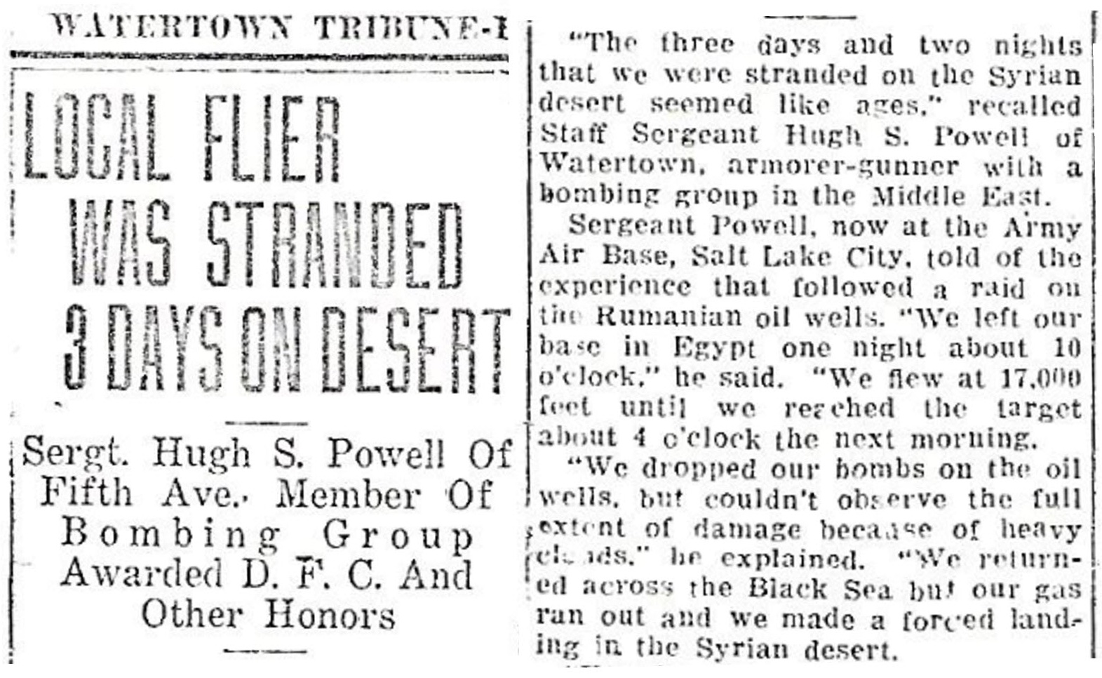 Powell, Sgt. Hugh S., Mission 1942 06 12