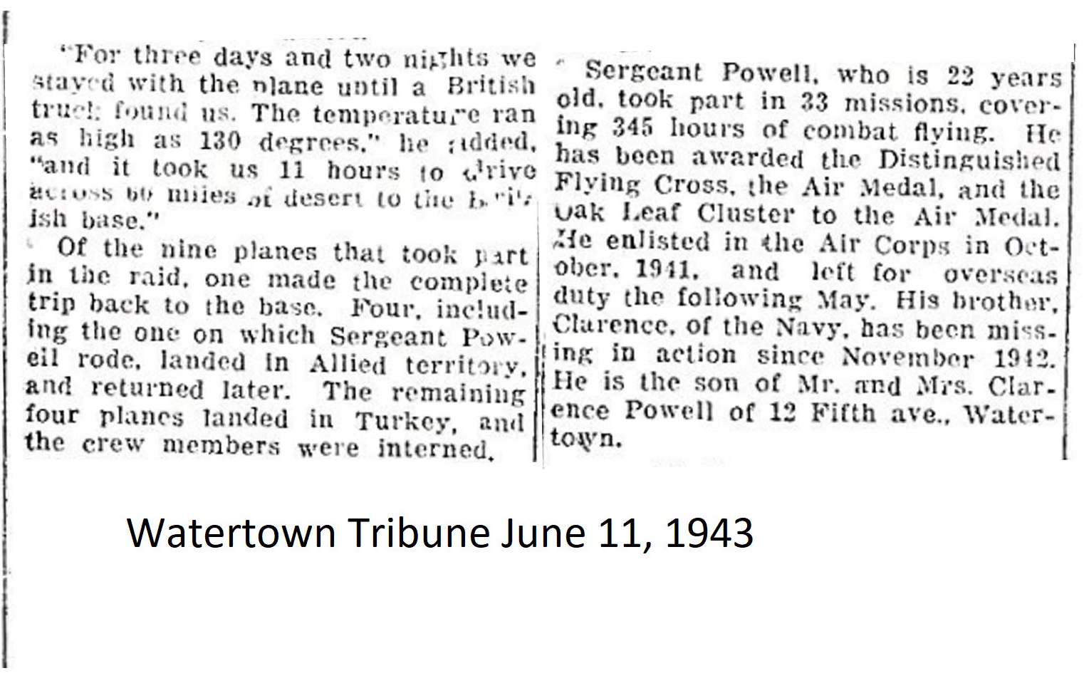 Powell, Sgt. Hugh S., Mission 1942 06 12